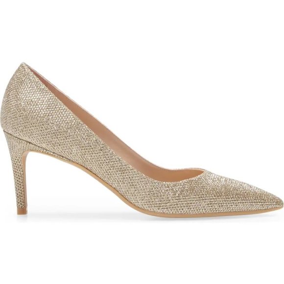 Stuart Weitzman | Shoes | 45 Stuart Weitzman Linsi 3 Pump Pointy Heel Glitter Platinum 9 D20 ...